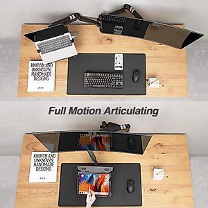 AVLT Laptop and Monitor Arm Tall Pole - Mount 15.6" Notebook and 32" Monitor on 2 Full Motion Adjustable Arms - Organize Your Work Surface with VESA Monitor Desk Mount