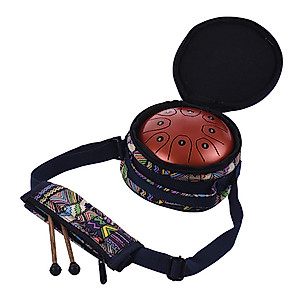 Btuty 5.5 Inch Mini 8-Tone Steel Tongue Drum C Key Percussion Instrument Hand Pan Drum with Drum Mallets Carry Bag