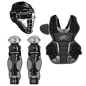 Rawlings Renegade 2.0 Adult NOCSAE Baseball Protective Catcher's Gear Set, Black and Silver