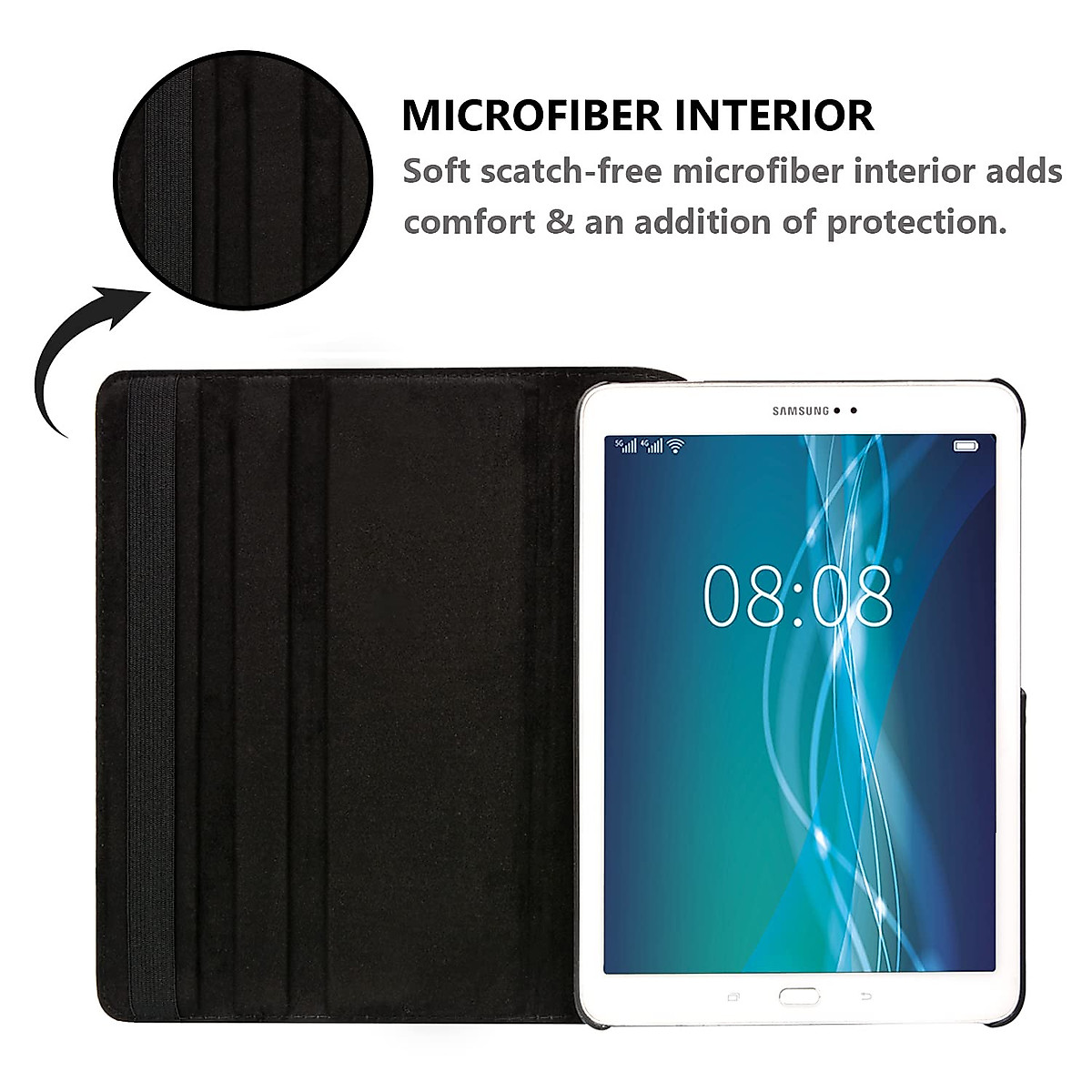 Case for Samsung Galaxy Tab A 8.0 inch 2015 (SM-T350 T351 T355 SM-P350 P355) - 360 Degree Rotating Stand Case Smart Protective Cover,with Stylus Pen,Screen Film (Black)