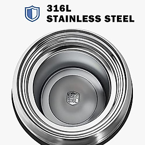 Lingtoolator unce Vacuum Insulated Food Jar, 316L Stainless Steel Leak Proof Soup Thermal, Cold Hot Food Container with Folding Spoon, Bowl Lid and Silicone Handle for Kids, Adu