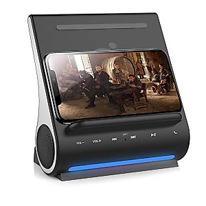 DockAll D108 Wireless Charging Dock Bluetooth Speakers by Azpen. Qi-Certified Wireless Charger for iPhone 15/14/13/12/11/X/8 and Samsung Galaxy S23/S22/S21/S20/S21/S10/S9 - Black