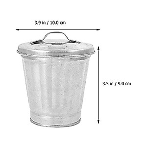 VOSAREA Plastic Bins 4pcs Desktop Garbage Trash Can Mini Metal Rubbish Bin with Lid Iron Flower Pots Tabletop Waste Bin for Kitchen Bedroom Office Decor Car Cup Holder