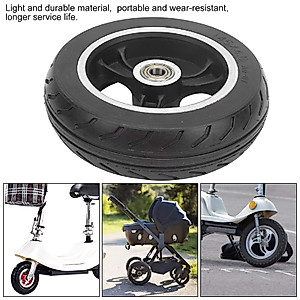 Diydeg 6 Inch Solid Tire Wheel, 145X4.0 Rubber Non Inflatable Flat Wheel Explosion Proof Replacement Utility Tire Wheel Solid Pneumatic Tires Wheels for Electric Scooters Children