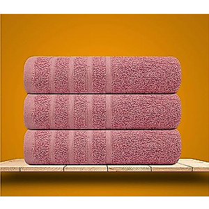 Textila Pink Bath Towels Pack of 6-24x48 inch Cotton Terry Towels for Bathroom Highly Absorbent, Soft Feel, Quick Dry, Lightweight Bath Towels for Shower, Pool, Gym, SPA, Hotel & Daily Use Towels
