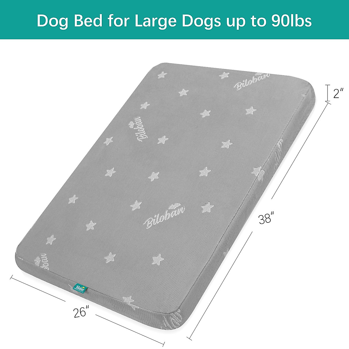 Waterproof Dog Beds for Large Dogs 38" x 26", Washable Large Dog Bed Pad or Outdoor Pet Bed, Memory Foam Dog Beds & Furniture, Grey Large Dog Mat for Sleeping