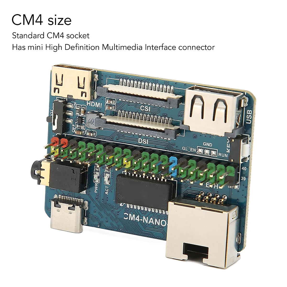 Module 4 Board Multi Interface, 4K Resolution 30FPS, USB2.0 Connector with CSI Connector, Standard Cm4 Socket 40Pin Gpio Suitable for Connecting Various USB Devices