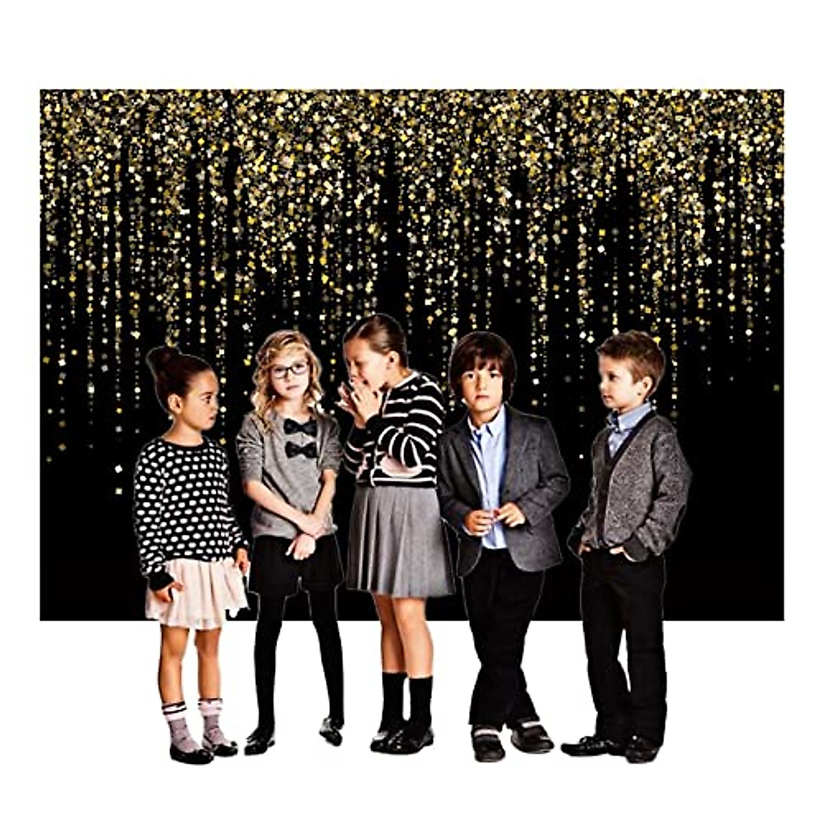 MAQTT 82" x 60" Black and Gold Bokeh Party Backdrop Photo Black and Gold Glitter Bokeh Sequin Spots Birthday Anniversary Photography Background Golden Sparkle Banner Photo Baby Bath Decoration