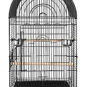 SUPER DEAL 63.5'' Rolling Bird Cage Large Wrought Iron Cage for Cockatiel Sun Conure Parakeet Finch Budgie Lovebird Canary Medium Pet House with Rolling Stand & Storage Shelf