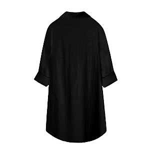 Bianstore Women's Oversized Linen Shirts Blouses Tops Long Sleeve High Low Button Up Shirts (Black-M)