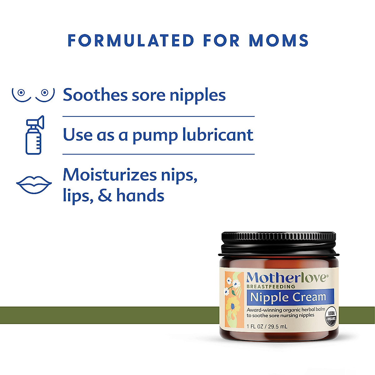Motherlove Nipple Cream (1 oz) Organic Lanolin-Free Nipple Cream for Breastfeeding—Benefits Nursing & Pumping Moms