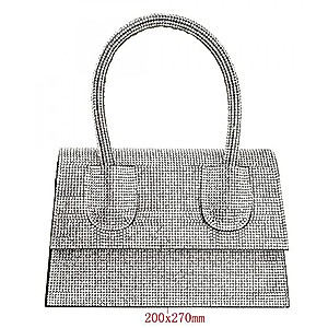 Women's Top Handle Clutch Bags Classy Stylish Sparkly Beaded Clutch Bag/Handbag/Chain Crossbody bag- Evening/Party/Travel/Work (Silver)