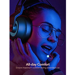 Wired Gaming Headset with Microphone for PC, 50mm Drivers, Inline Volume Control, Over Ear Gaming Headphones with LED, Noise Cancelling Kids Gaming Headsets for Laptop, Computer, PS5, PS4, Xbox One