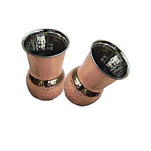 bona fide Hammered Outside pure Copper Inside Nickel Plated Tumbler Moscow Mule Mugs Copper Tumbler Cups pure copper glass for mule cocktail beverages soft drinks Handcrafted Set of 2 (400) ml 13 oz