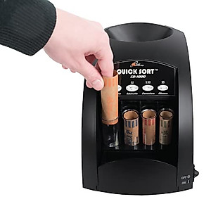 Royal Sovereign Electric Coin Sorter, Patented Anti-Jam Technology, 1 Row of Coin Sorting (CO-1000N), Black