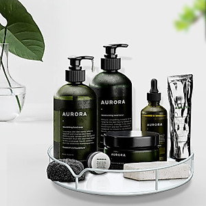 Lazy Susan Turntable Organizer - 11" Metal Rotating Spice Rack for Cabinet Pantry Refrigerator, White