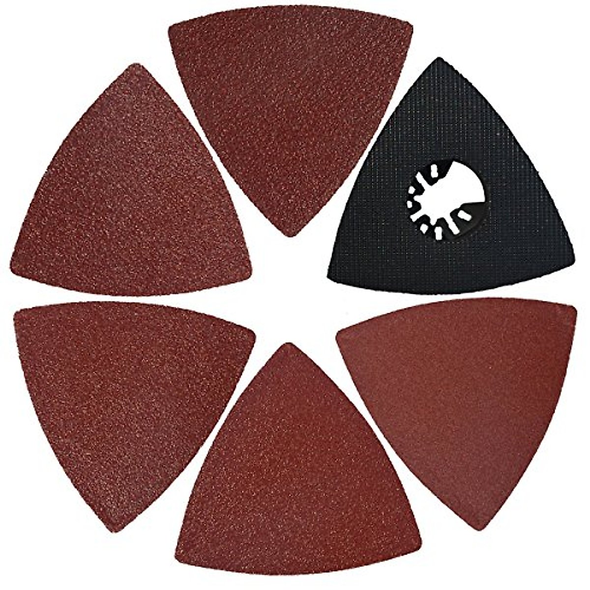 XXGO 51 Pcs Triangular 80mm 3-1/8 Inch Hook and Loop 60 80 100 120 240 Grits Oscillating Multi Tool Sandpaper and Triangle Multitool Sanding Pads Kits XG5106