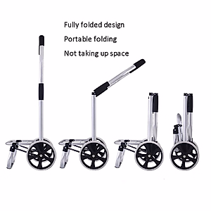 Shopping Trolley,Foldable Shopping Cart 2 Wheels Climbing Trolly/Aluminum Alloy/Waterproof Shopping Bag/Collapsible Push Pull Carts 45L