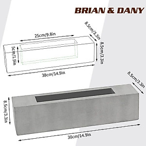 BRIAN & DANY Tabletop Fire Pit, Concrete Table Top Firepit for Outdoor, Large Rectangle Ethanol Tabletop Fireplace