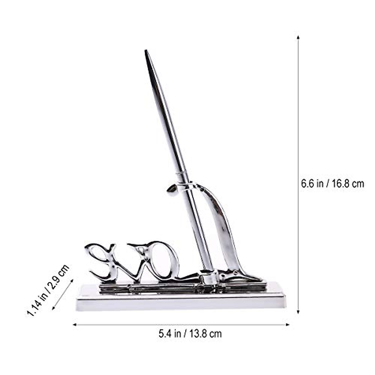 Beaupretty Wedding Signing Pen with Metal Love Sign Stand Valentines Day Engagement Guest Book Holder Set (Silver)