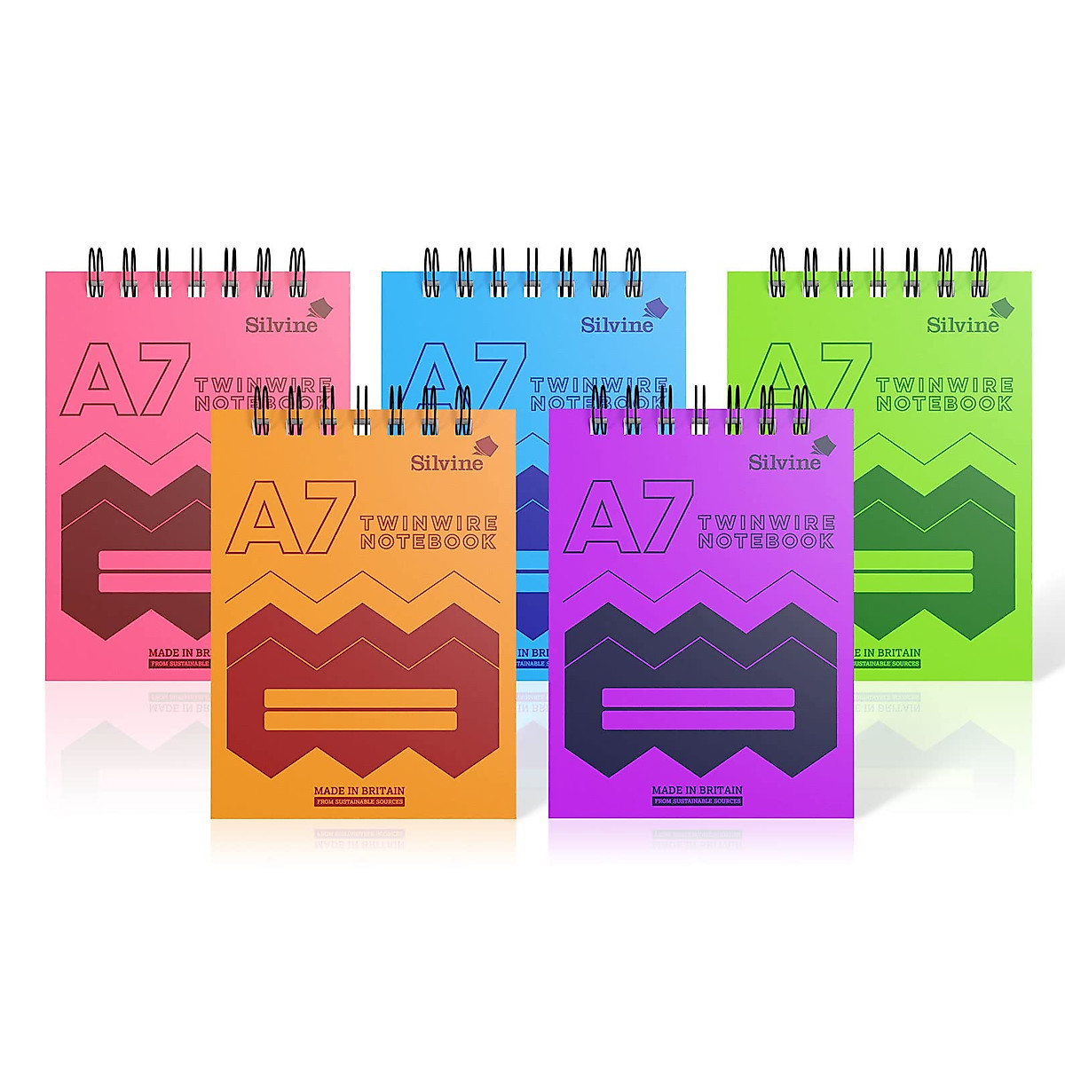 Silvine 160 Page A7 Wirebound Notebooks with Durable Wipe Clean Covers [Assorted Pack of 20],POLYA7AC