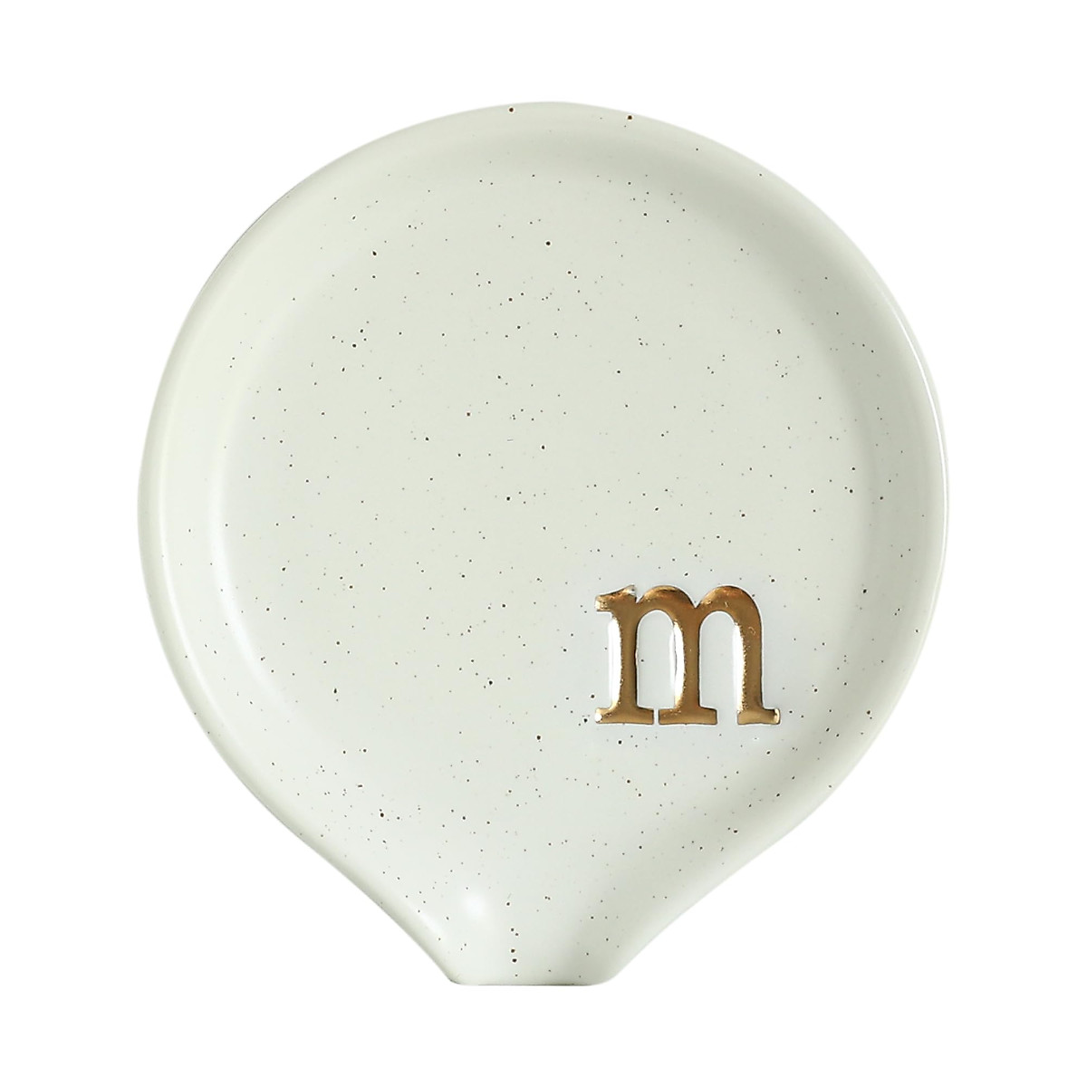 COLLECTIVE HOME - Ceramic Coffee Spoon Rest, Monogram Ceramic Spoon Holder, 3.8 Inches Coffee Spoon Holder, Mini Teaspoon Rest, Small Spoon Holder for Stove Coffee Bar (m)