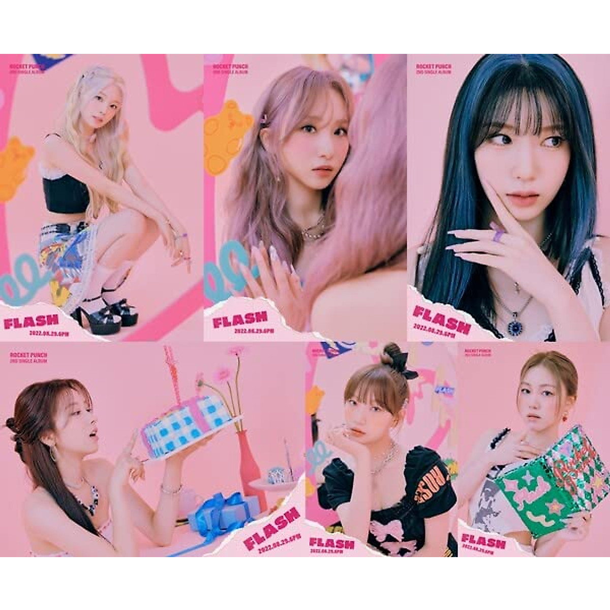 DREAMUS ROCKET PUNCH FLASH 2nd Single Album CD+Poster+Photobook+Photocard+Sticker+Message card+Tracking, Pink