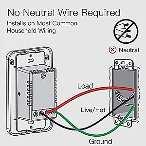 MoesGo WiFi Smart Single Fire Wall Light Switch,No Neutral Wire Need, Single Pole, Smart Life/Tuya Remote Control,No Capacitor Required, Work with Alexa and Google Home Assistant 110V Minimum 7w White