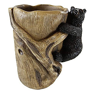 Ebros Rustic Black Bears Climbing Logs Woodlands Forest Bathroom Accent Set of 4 Bar Soap Dish Liquid Soap Pump Bottle Tumbler Cup Toothbrush Holder Western Country Cabin Lodge Decorative Figurines