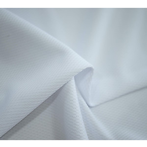 UNOMEGA 100% Polyester Birdseye/Mock Mesh/Flat Back/Eyelet Mesh/Pique Sports Athletic White Knit Fabric by The Yard