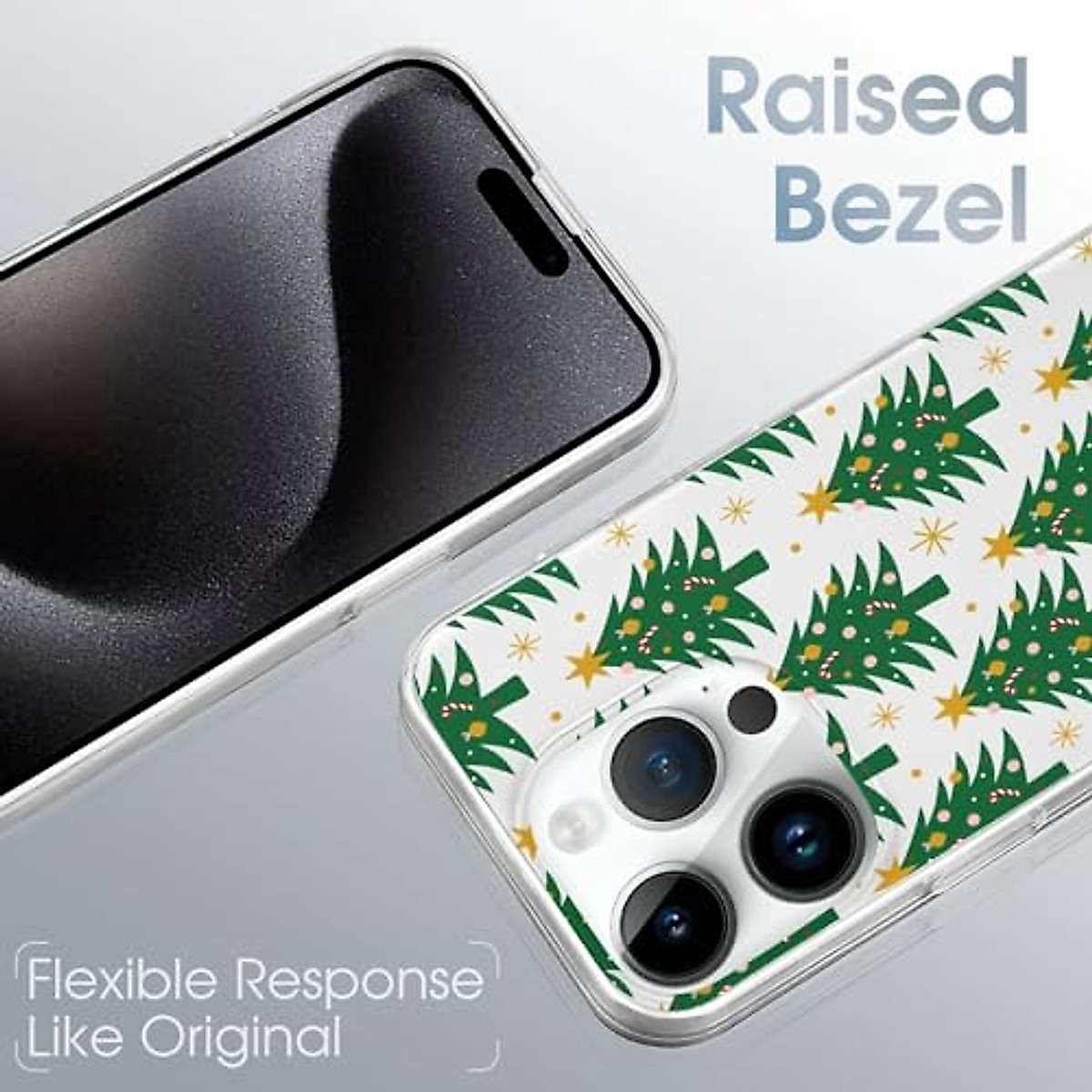 Niapessel Compatible with iPhone 15 Pro Max Case Merry Christmas Tree Print Shockproof Protective Phone Cases Slim Thin Cover TPU for Women Men Boys Girls