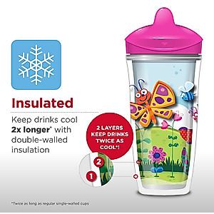 Playtex Sipsters Stage 3 Spill-Proof, Leak-Proof, Break-Proof Insulated Spout Sippy Cups for Boys - 9 Ounce - 2 Count