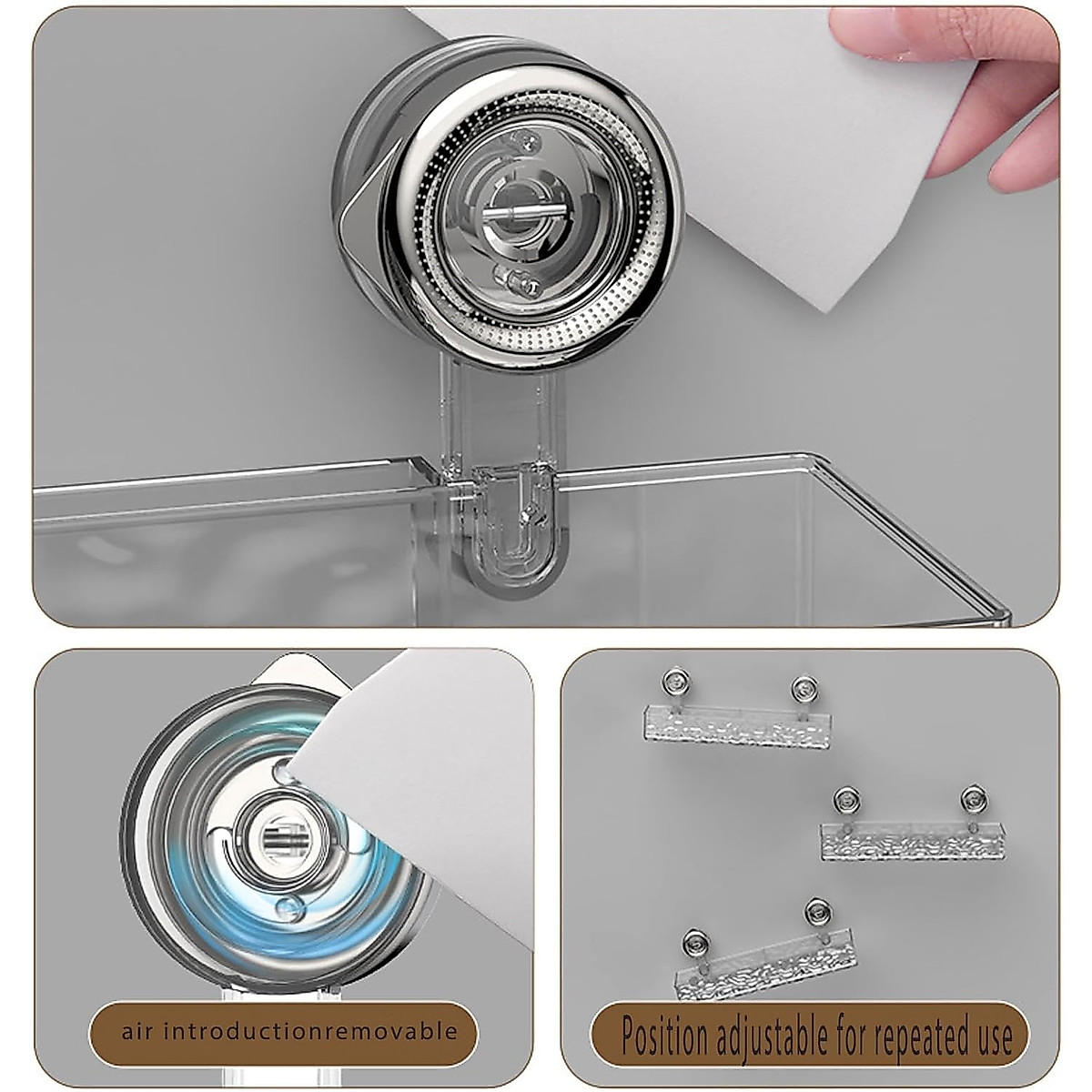 YLBUH Raidley No Drill Clear Wall Caddy, No-Drill Clear Wall Caddy Suction Cup Removable Storage,Suction Caddy For Bathroom,Acrylic Wall Mounted Shower Caddy, Clear, for Bathroom, Kitchen (White-B)