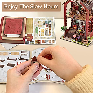 DIY Book Nook Kits Booknook-Creativity 3D Wooden Puzzle Bookend Bookshelf Decor -Booknook Kit for Adults Miniature House Dollhouse Kit with LED Light Crafts for Adult