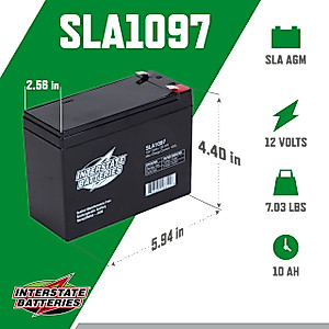 Interstate Batteries 12V 10Ah Battery (F2 Terminal) SLA AGM VRLA Rechargeable Replacement for General Purpose, Universal Power, Home & Office Devices (SLA1097)