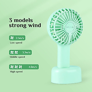 HOTWIND Portable Fan Mini Handheld Fan Desk Fan Battery Operated Small Personal Fan 3 Level Speed Adjustable Rechargeable USB Fan Cute Design Powerful for Stylish Kids Girls Women Men Indoor Outdoor