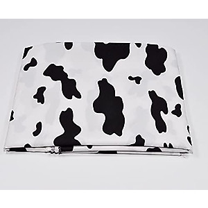 Yutone 59" Wide 4.0 OZ Fabric by 100% Polyester Cow Design Print Fabric,White/Black, for Party Derss by The Yard (White Ground)