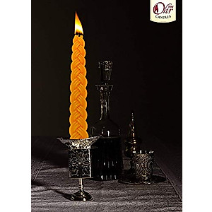 OHR CANDLES Braided Beeswax Havdalah Candle - Pure Bees Wax Shabbat Candle - Shabbat Judaica Gift - Flat Braid- 3-Pack