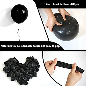 FOTIOMRG Black Balloons 12 inch, 100 Pack Black Latex Balloons for Birthday Graduation Baby Shower Father's Day Party Decorations