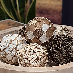 ANDALUCA Natural Tones Vase & Bowl Fillers Decorative Balls | Home Decor (Golden Orbs)