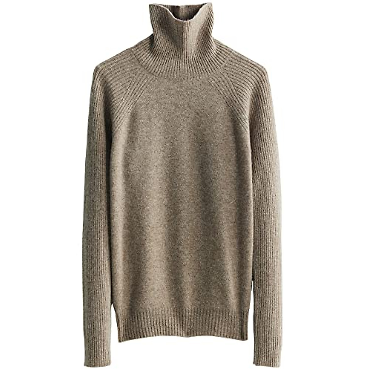 LINY XIN Turtleneck Sweater Women Fall Winter Sweater Long Sleeve Warm 100% Merino Wool Knit Pullover Sweater Tops (Tan,M)