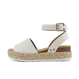 Soda Little Kids/Children/Girls Topic-IIS Espadrille Flatform Wedge Open Toe Sandals (Off-White, us_footwear_size_system, Little Kid, numeric, medium, 2)
