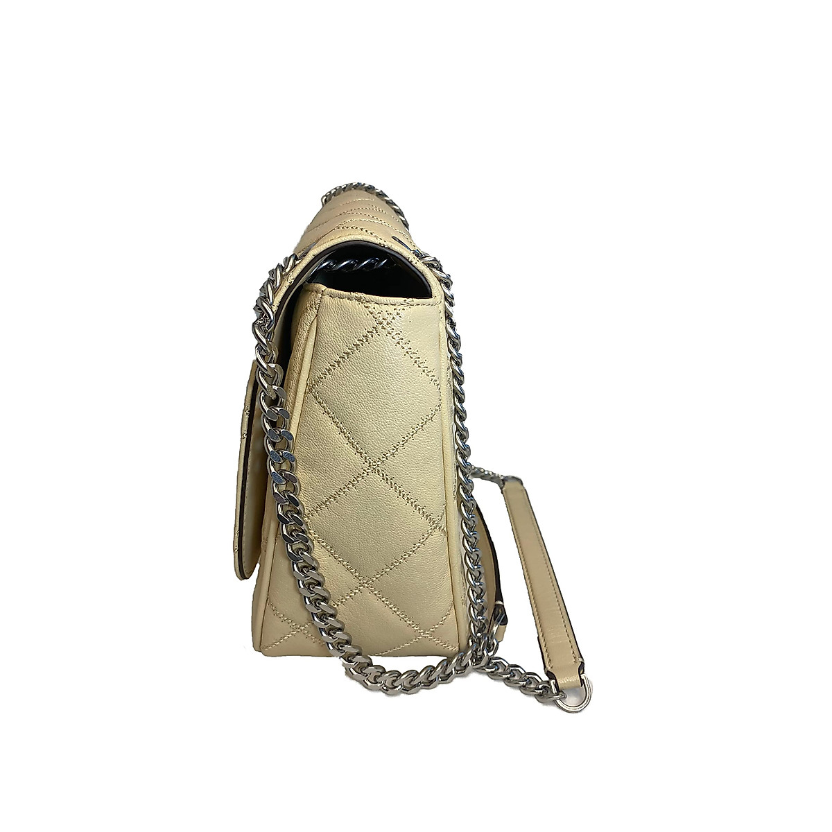 Tory Burch Willa Shoulder Bag New Cream One Size Quilted Leather Convertible Chain Strap