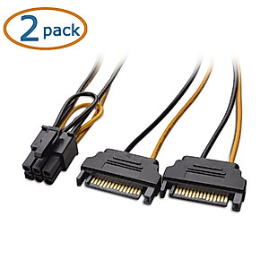 Cable Matters 2-Pack 6 Pin PCIe to Dual SATA Power Cable 4 Inches, 2X SATA to 6 Pin PCIe