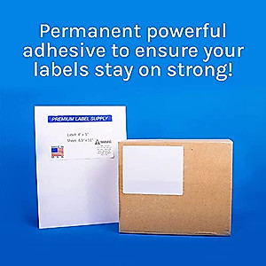 Premium Label Supply White Sticker Shipping Labels – 4" x 5" – Laser/Inkjet Compatible – (4 Labels/Sheet), 25 Sheets - 100 Total Adhesive Labels