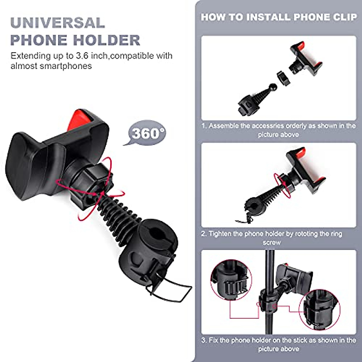 PHOPIK Selfie Ring Light with Tripod Stand:Cell Phone Ring Light Stand for Video Conference Lighting/Zoom Lighting/Makeup/Live Stream-Mini Phone Camera Ringlight for YouTube Video/Photography