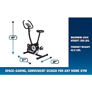 Stamina Magnetic Upright Exercise Bike 1310 - Smart Workout App, No Subscription Required - 8 Levels Smooth, Quiet Magnetic Resistance - Easy-to-Use Fitness Monitor - Integrated Heart Rate Sensors