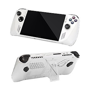 Protective Case for ROG Ally Handheld Game Console, Transparent Case Shockproof Game Console Cover with Bracket Sweatproof Cover for ROG Ally Gaming Accessories (Transparent)