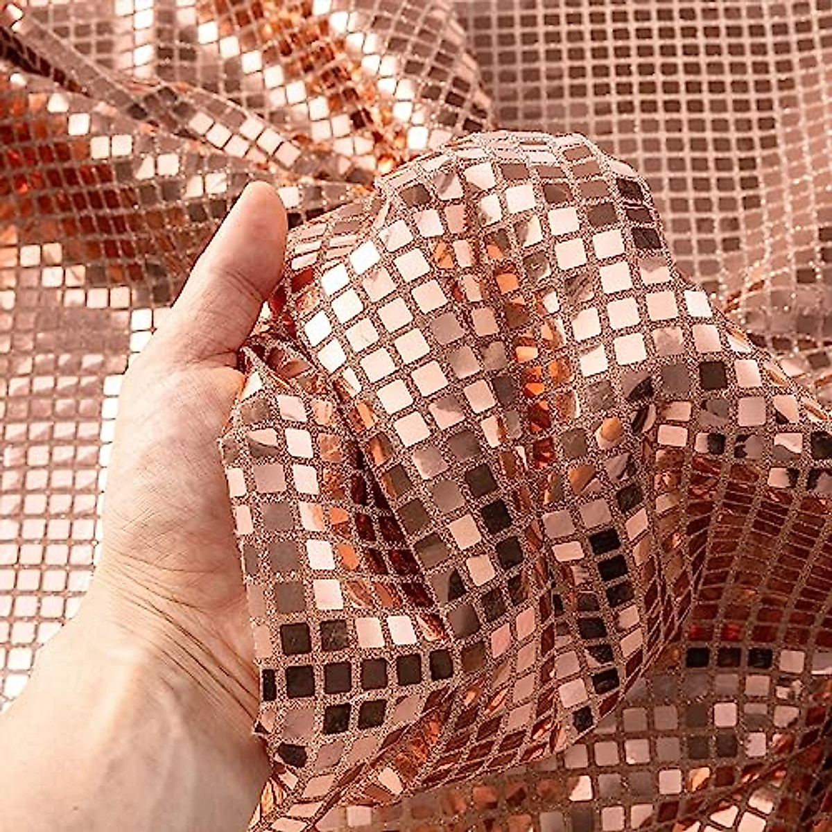 Sugargirl Rose Gold Sequin Backdrop Curtain 2 Panels 2FTx8FT Glitter Disco Party Background Drapes Mirror Foil Backdrop for Wedding Birthday Wall Decor