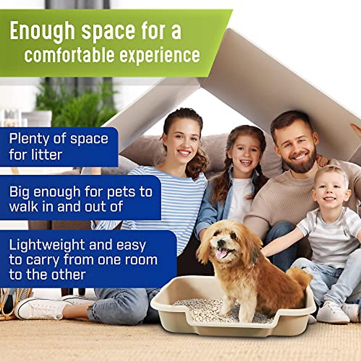 PuppyGoHere Dog Litter Box, Large Size, Misty Gray, Durable & Pet Safe Puppy Litter Box, Indoor Open Top Entry Dog Litter Pan, Comfortable for Dogs, Great for Dogs up to 20 lbs